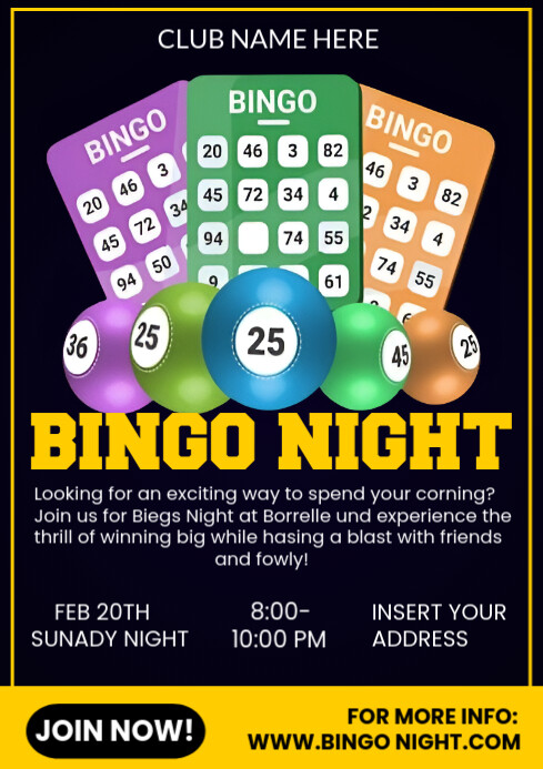 Bingo Night Event Invitation Template | PosterMyWall