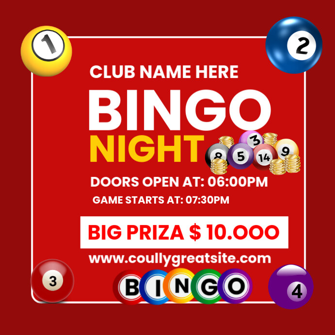 Bingo Night Event Invitation Template Post | PosterMyWall