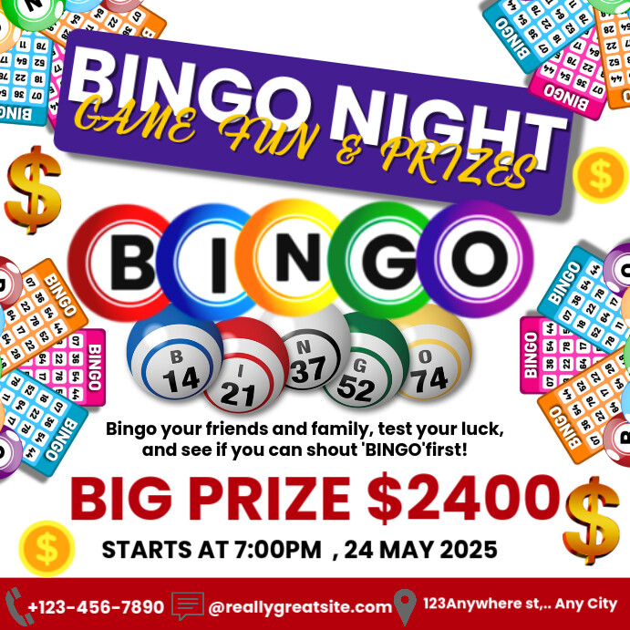 Plantilla de Bingo Night Event Party Instagram Post | PosterMyWall