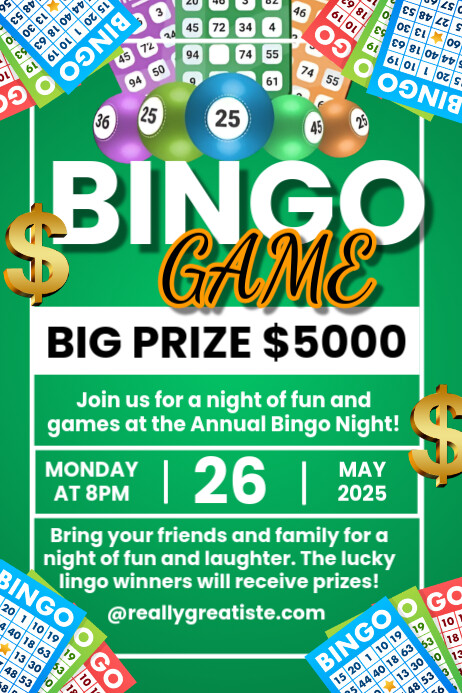 Plantilla de Bingo Night Event Party Poster | PosterMyWall