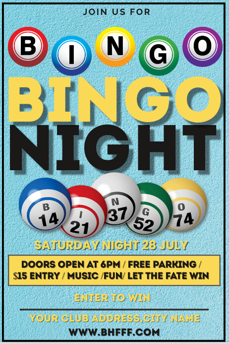 Copy of BINGO NIGHT EVENT POSTER FLYER EDITABLE | PosterMyWall