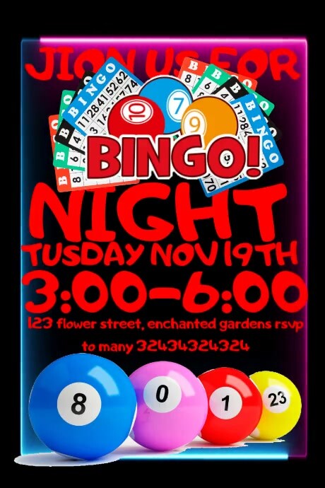 Plantilla de Bingo Night Party Poster | PosterMyWall