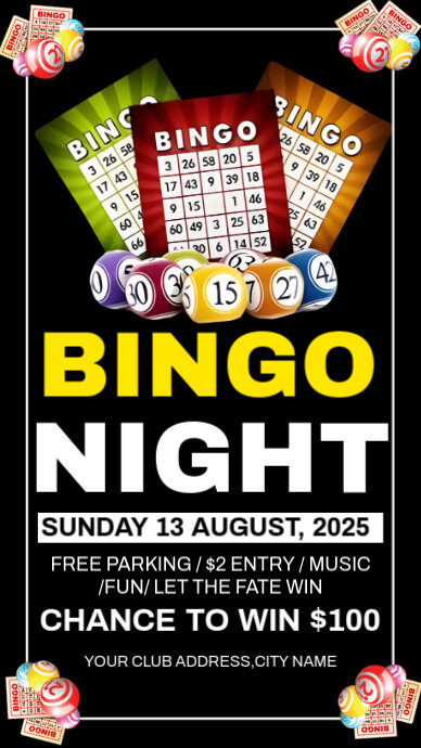 Bingo Night Post Instagram Story Template | PosterMyWall