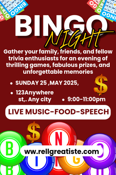 Plantilla de Bingo Night Poster | PosterMyWall
