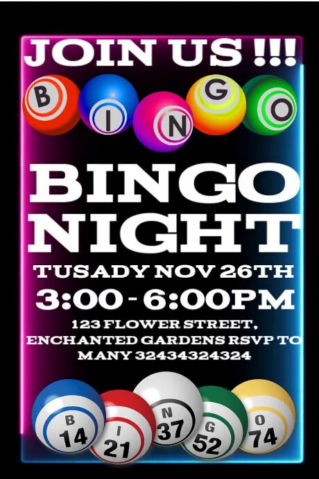 Plantilla de Bingo Night Poster | PosterMyWall