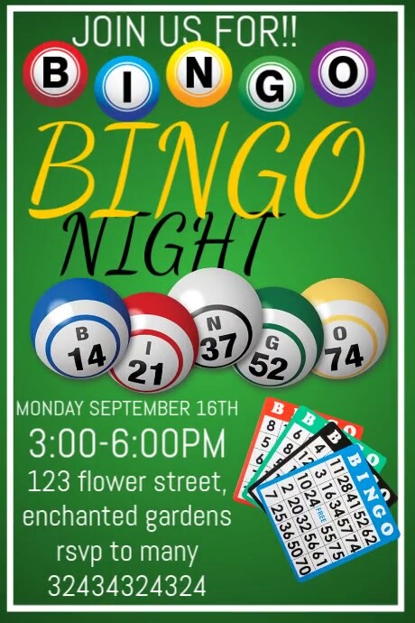 Plantilla de Bingo Night Poster | PosterMyWall