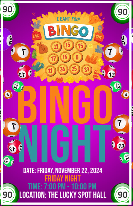 Plantilla de Bingo night poster new professional template | PosterMyWall