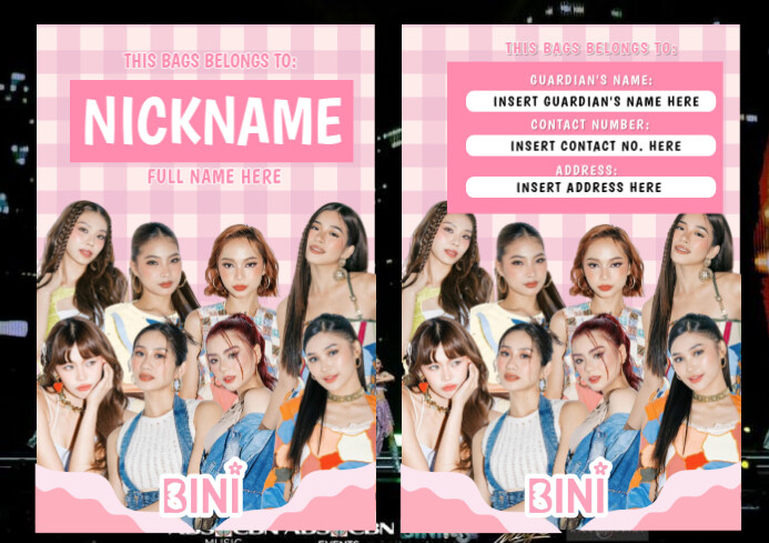 BINI P-Pop Girl Group Theme Bag Tag Template | PosterMyWall
