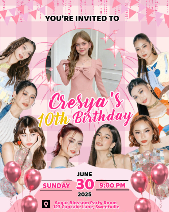 BINI Themed Birthday Party Invitation Template | PosterMyWall