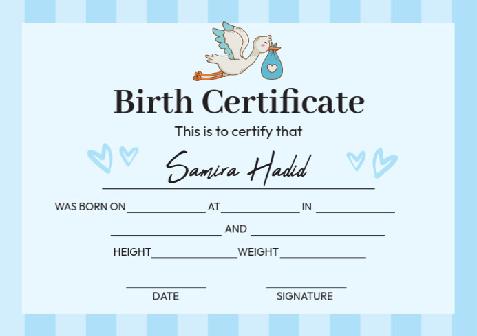 Birth certificate design template | PosterMyWall