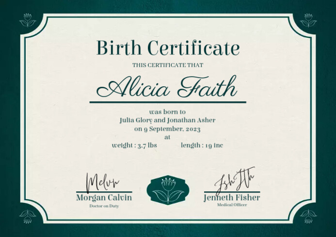 Copy of Birth certificate design template | PosterMyWall