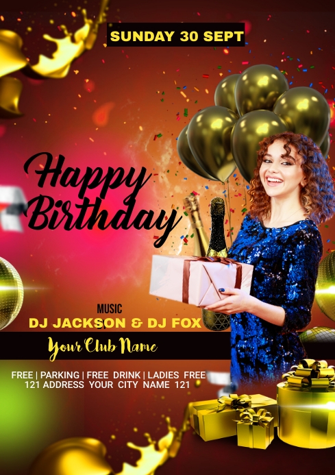birth day ad party flyer design Template | PosterMyWall