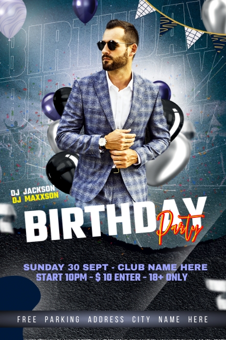 birth day ad party flyer design Template | PosterMyWall