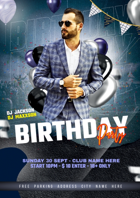 birth day ad party flyer design Template | PosterMyWall