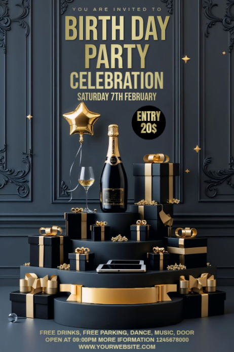 BIRTH DAY PARTY INVITATION CARD Template | PosterMyWall