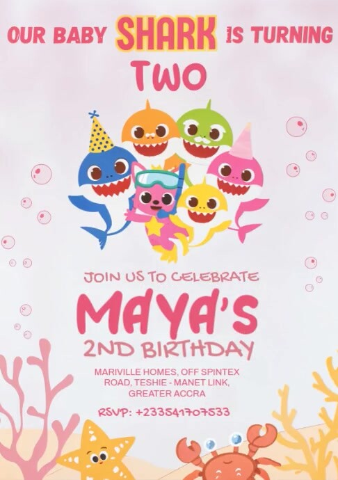 Birthday, Baby Shark Birthday Invitation Template | PosterMyWall