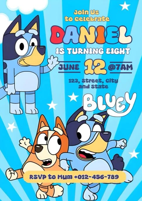 Birthday, Bluey Birthday Invitation Template | PosterMyWall
