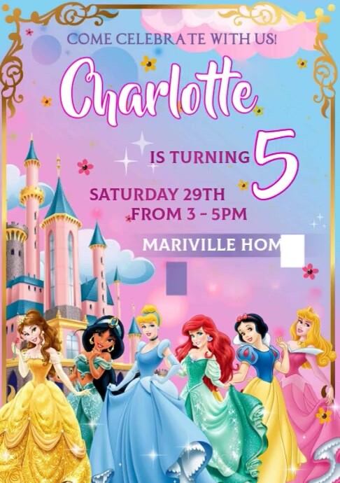 Birthday, Disney Princess Birthday Invitation Template | PosterMyWall