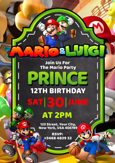 Birthday, Super Mario Template | PosterMyWall