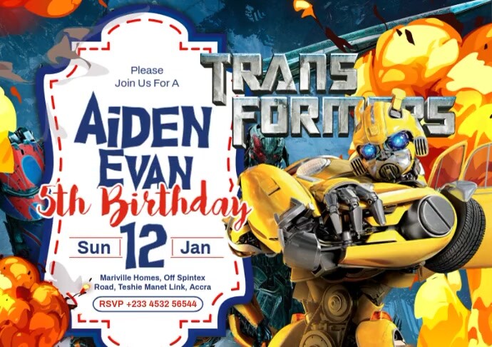 Birthday, Transformers Birthday Invitation Template | PosterMyWall