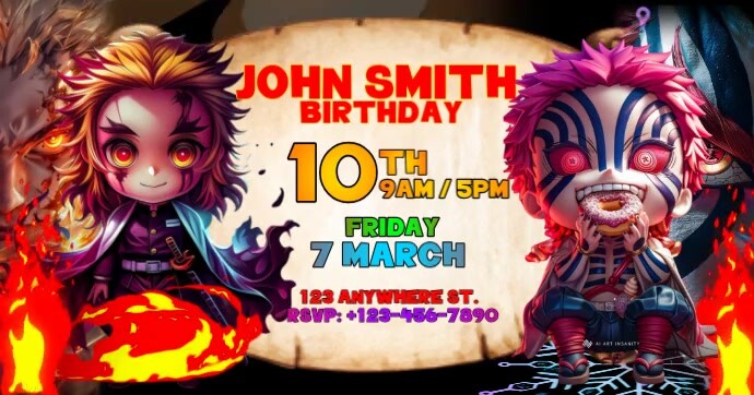Birthday 2025 Flyer Demon Slayer Design Template | PosterMyWall