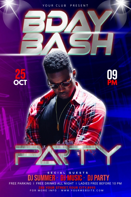 BIRTHDAY BASH (2) Template | PosterMyWall
