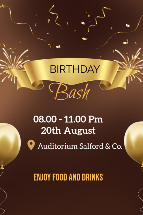 Birthday Bash Birthday Party Template | PosterMyWall