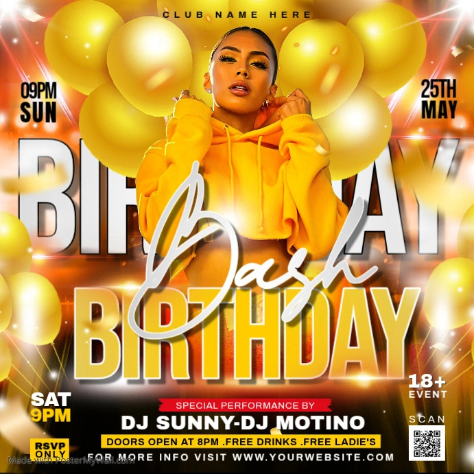 BIRTHDAY BASH Template | PosterMyWall