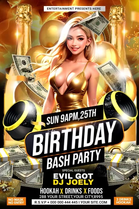 BIRTHDAY BASH Template | PosterMyWall