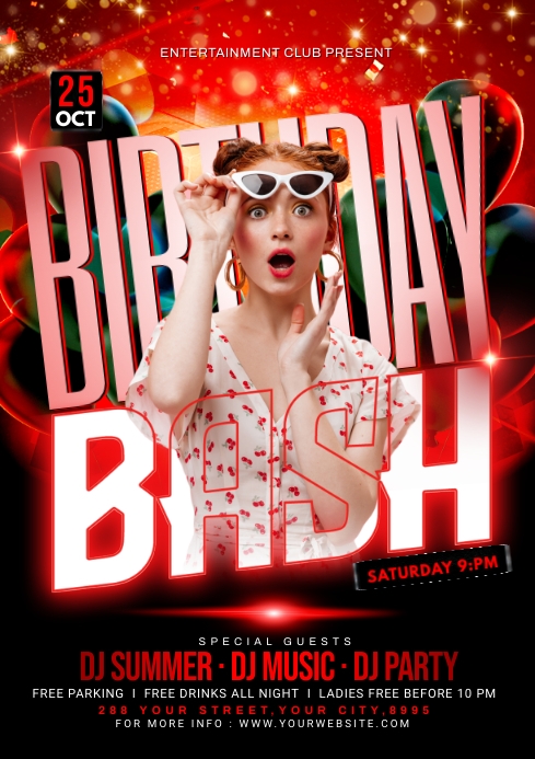 BIRTHDAY BASH Template | PosterMyWall