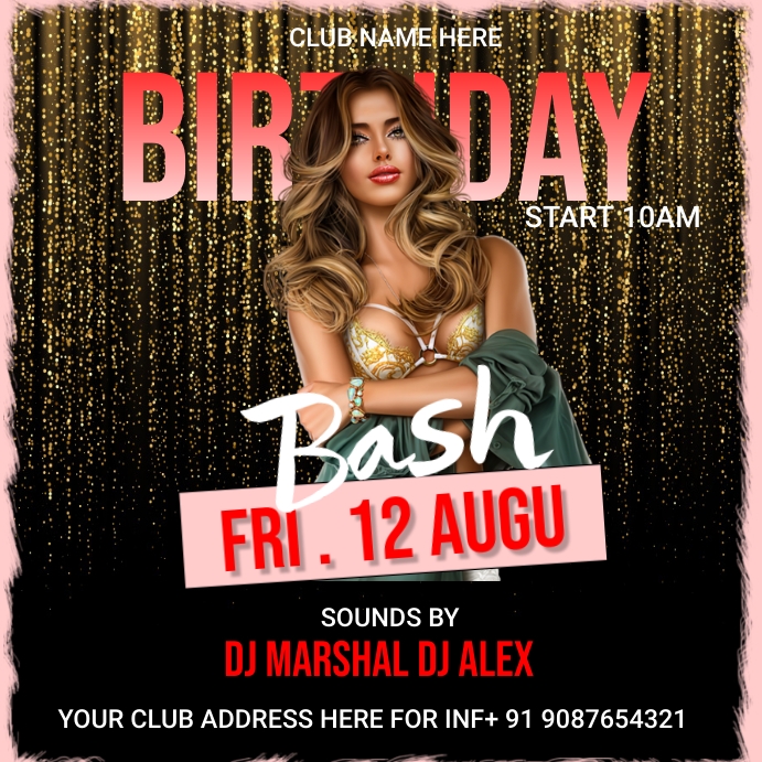 BIRTHDAY BASH Template | PosterMyWall