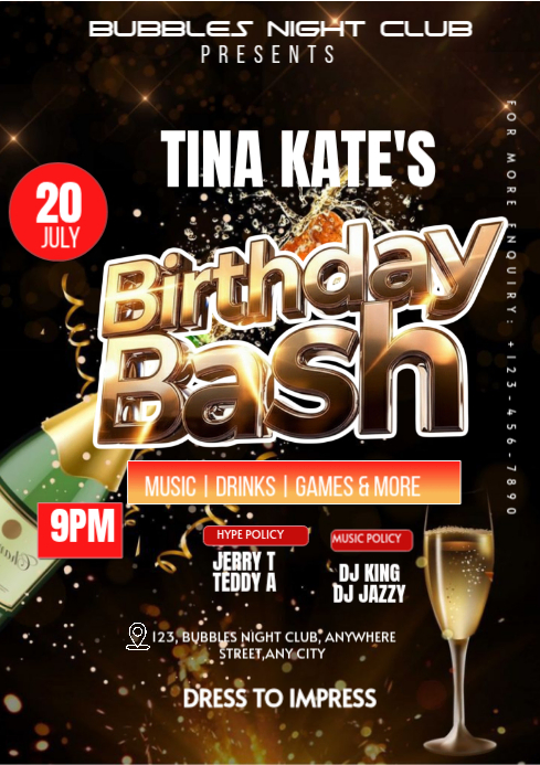 Birthday bash invitation Template | PosterMyWall