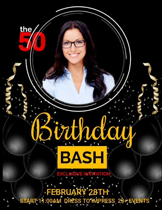Birthday Bash Invitation Flyer Template | PosterMyWall