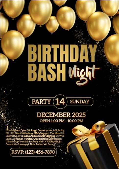 Birthday Bash Night Party Template | PosterMyWall