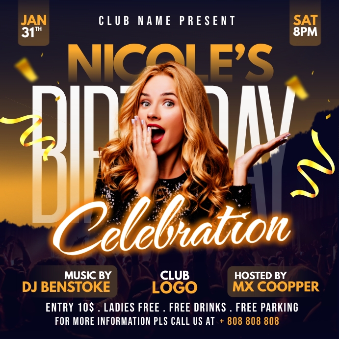 Birthday bash night social media ad Template | PosterMyWall