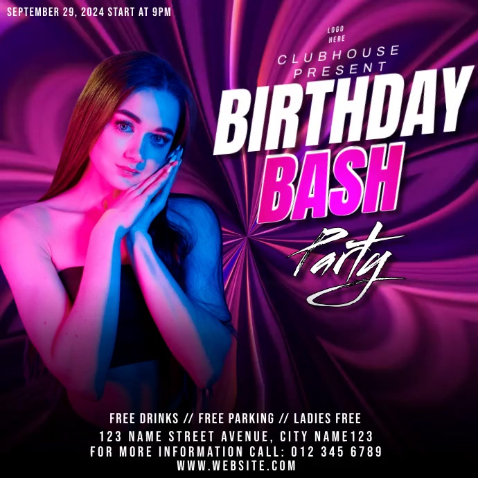 Birthday Bash Party Templat | PosterMyWall