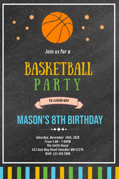 BIRTHDAY BASKETBALL TEMPLATE | PosterMyWall