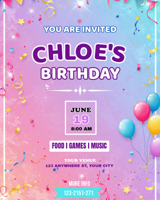 BIRTHDAY CARD INVITATION 2025 Template | PosterMyWall