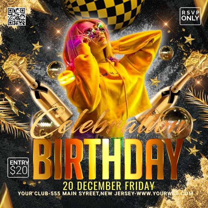 Birthday celebrate party flyer Template | PosterMyWall
