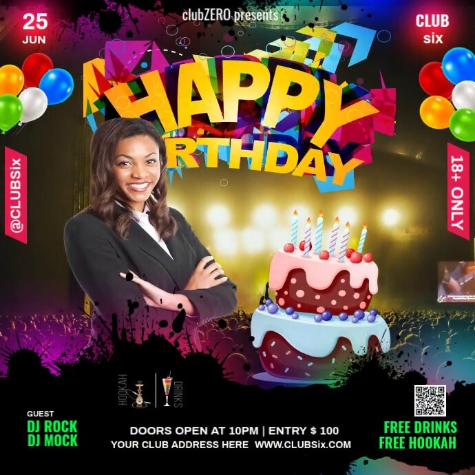 birthday celebration club party template | PosterMyWall