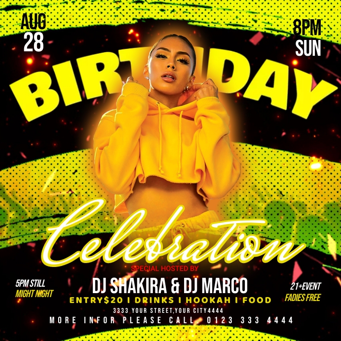 Birthday Celebration party flyer Template | PosterMyWall