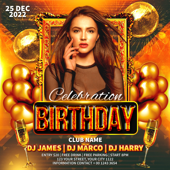 Birthday celebration party flyer design Template | PosterMyWall