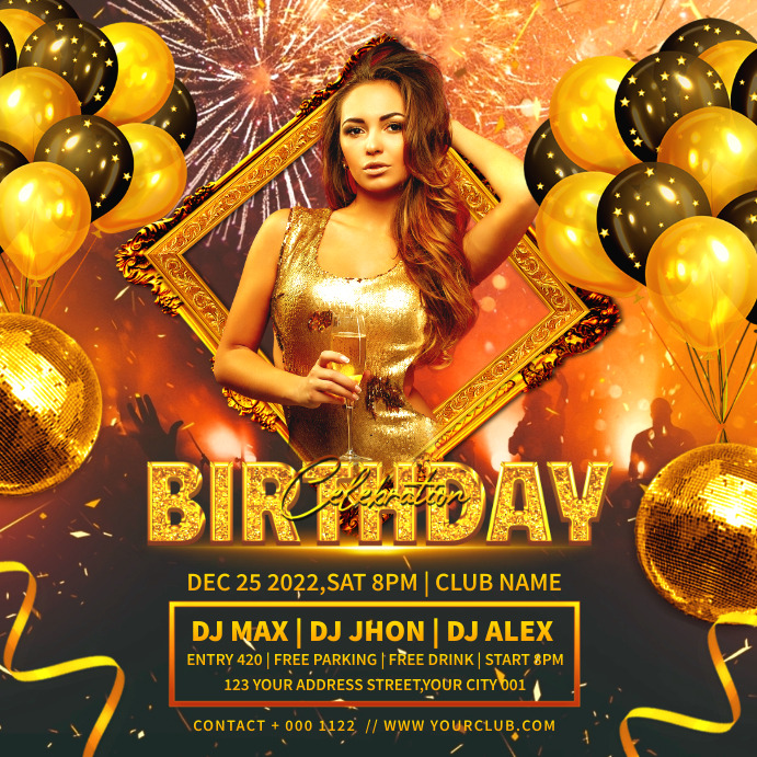 Birthday celebration party flyer design Template | PosterMyWall