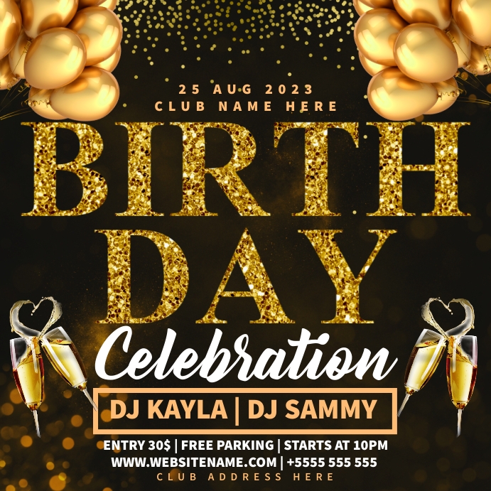 Birthday celebration party flyer template | PosterMyWall