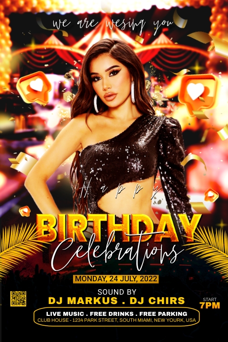 Birthday Celebrations party flyer Template | PosterMyWall