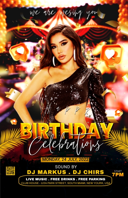 Birthday Celebrations party flyer Template | PosterMyWall