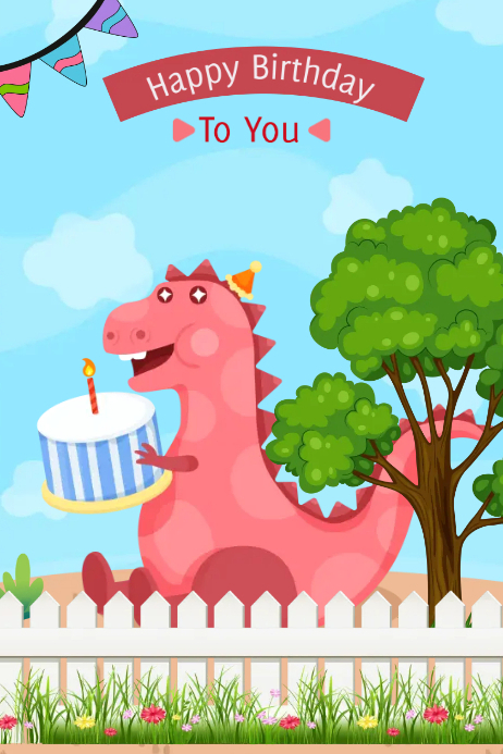 Birthday Dinosaur Poster Design Template | PosterMyWall