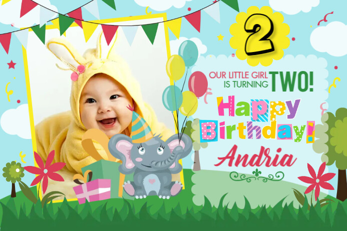 Birthday Elephant Template | PosterMyWall