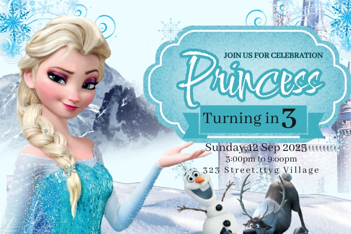 Birthday Elsa Theme Banner Template | PosterMyWall