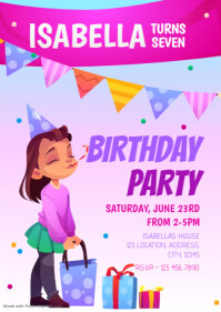 Girl Birthday Party Invitation Template | PosterMyWall